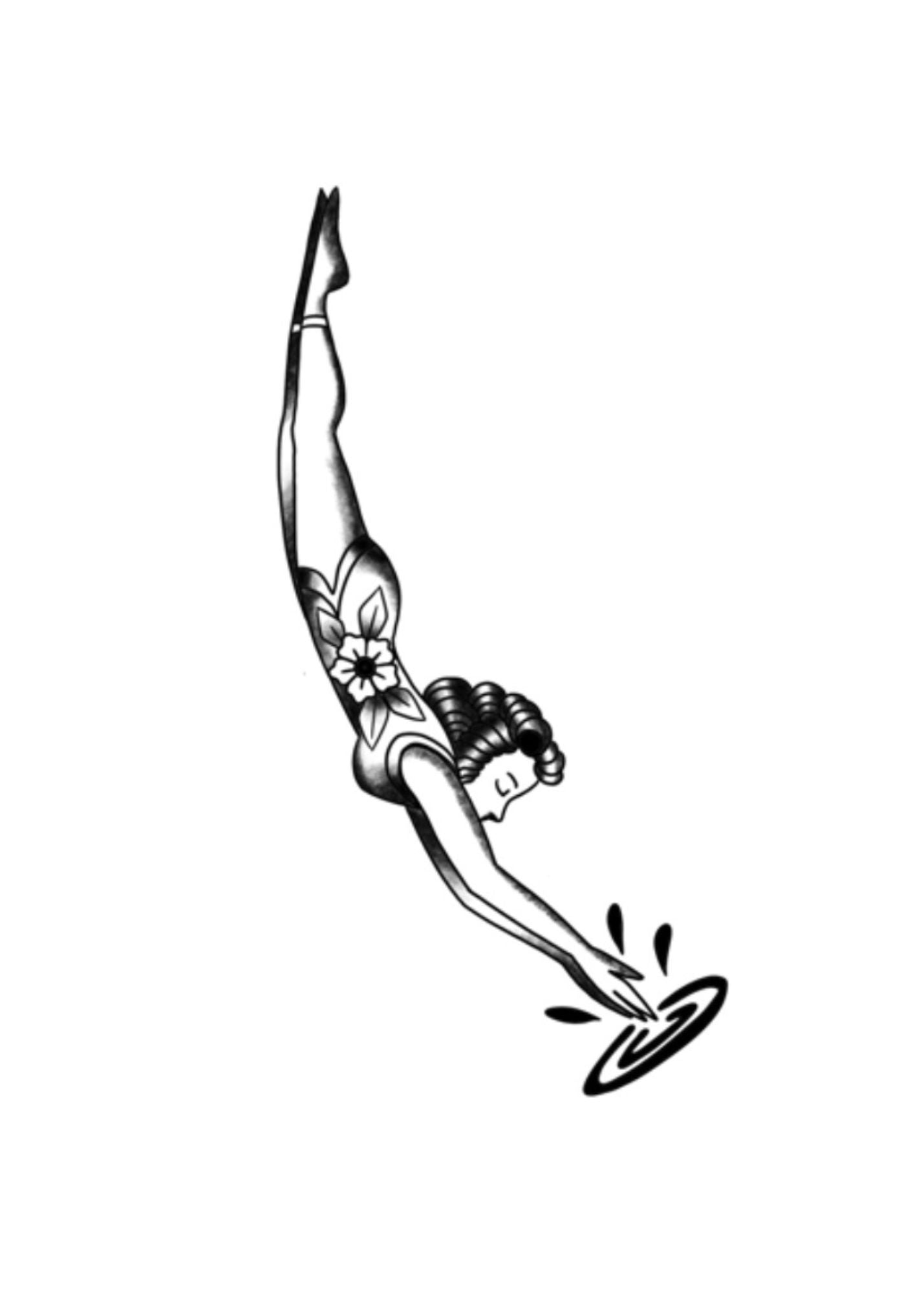 Diving Lady – Girls & Roses Tattoo Studio